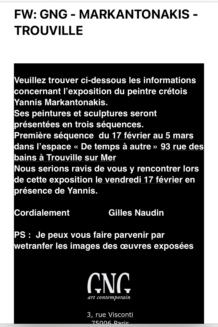 Galerie GNG « Markantonakis et une exposition collective ...